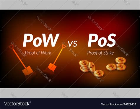 Text Pow Proof Of Work Vs Pos Stake Royalty Free Vector