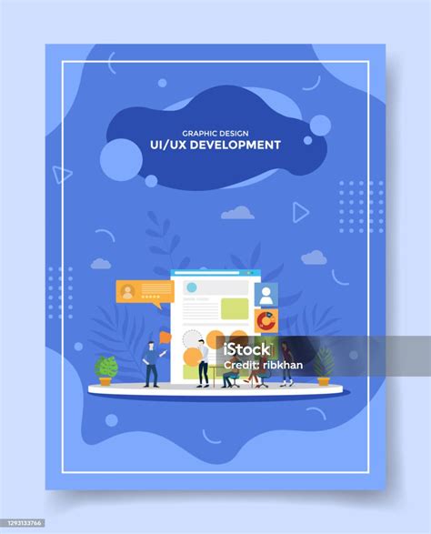 Ui Ux 개발 개념 사람들 프로그래머 디자이너 개발자 컴퓨터 와이어 프레임 배너의 템플릿에 대 한 디스플레이 전단지 책 표지