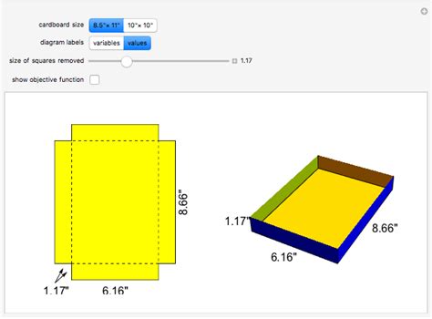 Maximizing The Volume Of A Box Wolfram Demonstrations Project