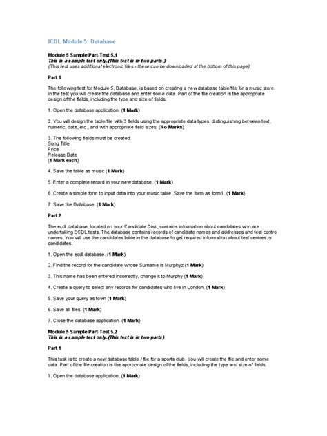 icdl module 5 pdf databases computer file