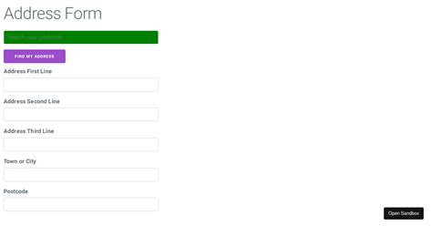 style postcode lookup with classes codesandbox