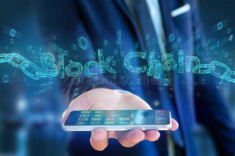Blockchain Title With A Cahin Made Of Data Number 3d Render Stock Image Image Of Commerce