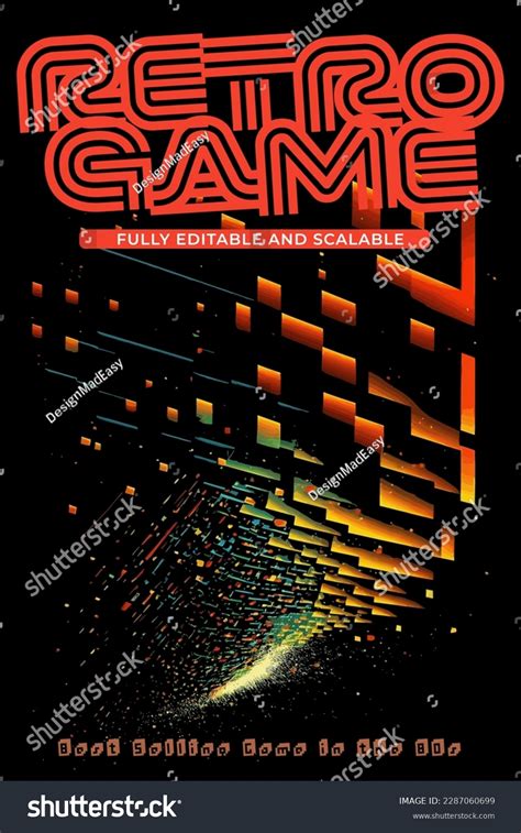 Retro Game Poster Design Pixelart Template Stock Vector Royalty Free Shutterstock
