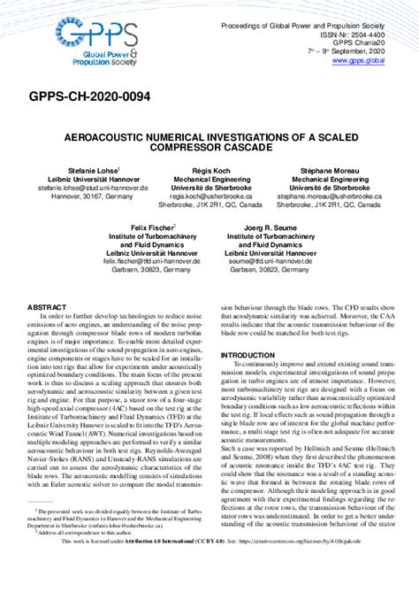 Pdf Aeroacoustic Numerical Investigation Of A Scaled Compressor Cascade