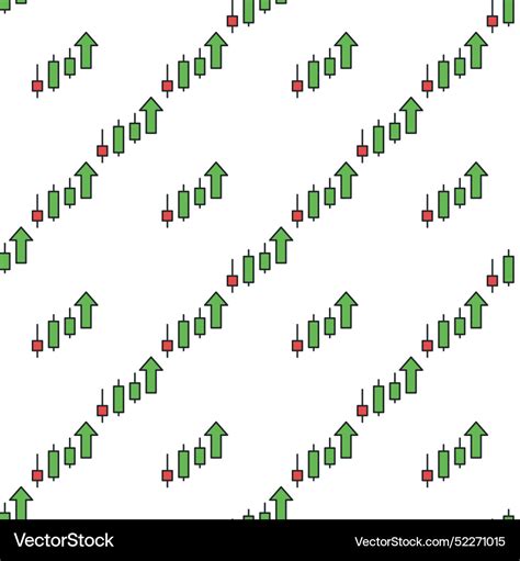 Uptrend Candlestick Chart Colored Seamless Pattern