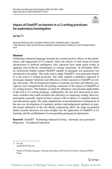 impact of chatgpt on learners in a l2 writing practicum an exploratory