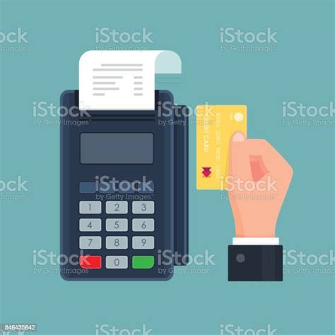 Pos 터미널은 신용 카드로 지불 합니다 손 잡고 카드입니다 벡터 일러스트입니다 기계류에 대한 스톡 벡터 아트 및 기타 이미지 기계류 판매 시점 관리 개념 Istock