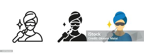 초음파 페이셜 클렌징 아이콘입니다 얼굴 회춘 벡터 그림 아름다움과 미용 요법의 상징입니다 스킨 케어 및 피부과 절차 픽토그램 레이저 피부 치료 개념 가꿔주기에 대한 스톡