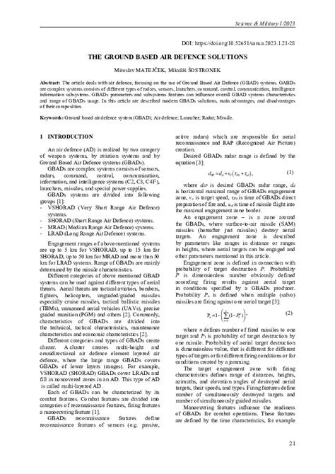 Pdf The Ground Based Air Defence Solutions