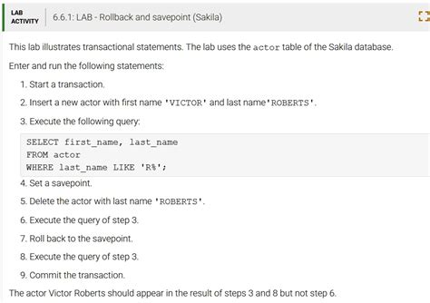 Lab Activity 661 Lab Rollback And Savepoint Sakila This Lab Illustrates