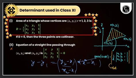 Determinant Used In Class Xipwi Area Of A Triangle Whose Vertices Ar