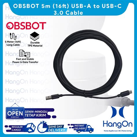 Jual Obsbot 5m 16ft Usb A To Usb C 3 0 Cable For Tiny Series Webcam Streaming Camera Tiny 4k