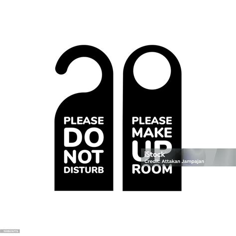 Vector Element Of A Door Hanger With Message Please Do Not Disturb And Please Make Up Room Stock