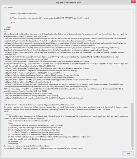 Web Services Error Downloading Metadata From Asmx Webservice C