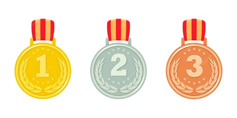 Medallas De Oro Bronce Y Plata Conjunto De Premios Para El Primer