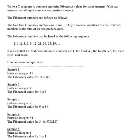 solved write a c program to compute and print fibonacci