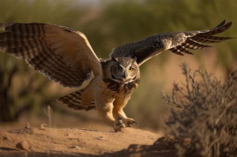 Premium Ai Image Desert Owl Hunting For Its Next Meal