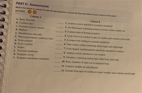 Solved Match The Terms In Column A With The Descriptions In Chegg Com