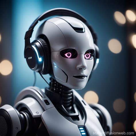 Ai Assistant Wearing Headphones Stable Diffusion Online