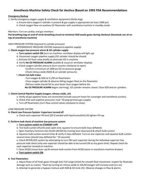 Checklist Of Anesthesia Machine At Alexander Dewey Blog