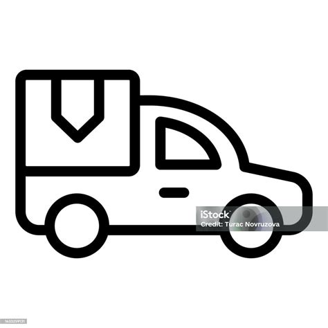 배달 차량 라인 아이콘입니다 배달 트럭 벡터 그림은 흰색으로 분리되어 있습니다 및 앱을 위해 설계된 박스 아웃라인 스타일의 밴 Eps 10 개념에 대한 스톡 벡터 아트 및