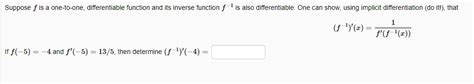solved suppose f is a one to one differentiable function