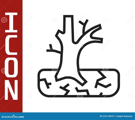 Black Line Withered Tree Icon Isolated On White Background Bare Tree