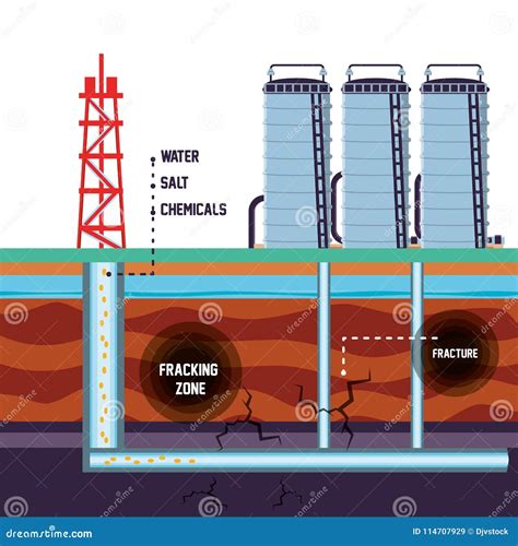 Oil Industry With Fracking Process Stock Vector Illustration Of Flat Equipment 114707929