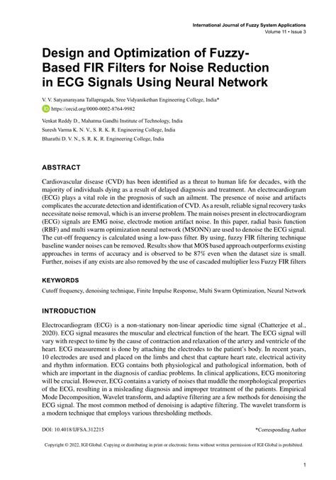 Design And Optimization Of Fuzzy Based Fir Filters For Noise Reduction
