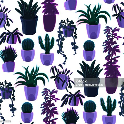 다른 화분에 있는 다양한 집 식물의 추상적인 이음매 없는 패턴 가정의 방에 대한 스톡 벡터 아트 및 기타 이미지 가정의 방 개념 개체 그룹 Istock