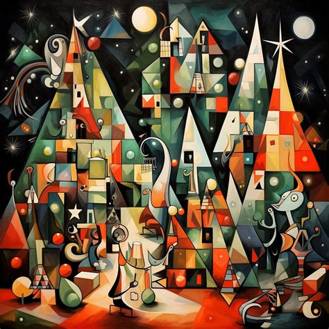 4 Cubism Christmas Scenes Pablo Picasso Style Etsy