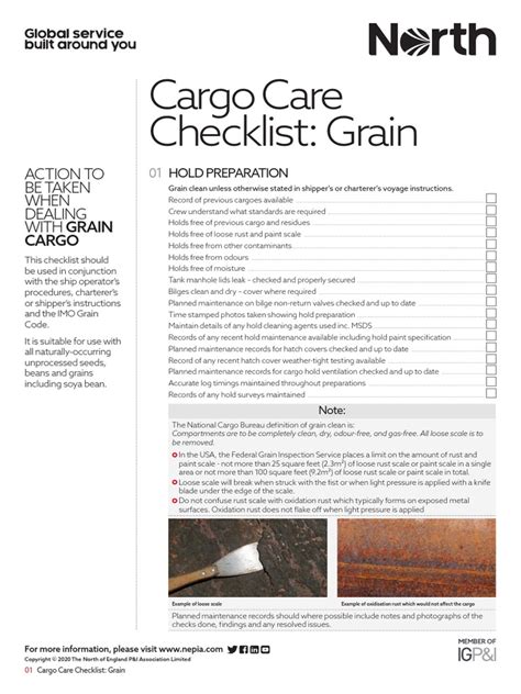 Cargo Care Checklist Grain Pdf Cargo