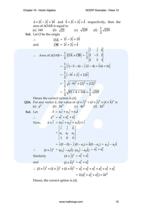 Ncert Exemplar For Class 12 Maths Chapter 10 Mathongo