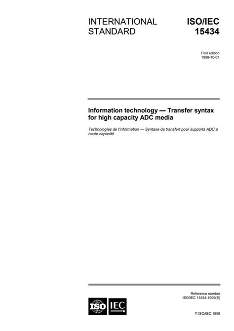 Isoiec 154341999 Information Technology — Transfer Syntax For High