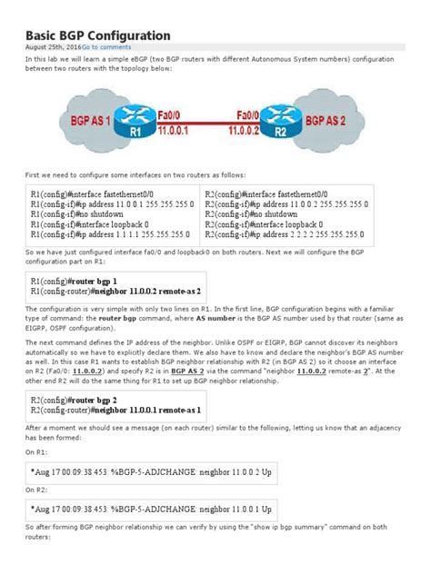 Basic Bgp Configuration Go To Comments Pdf Routing Computer Mediated Communication