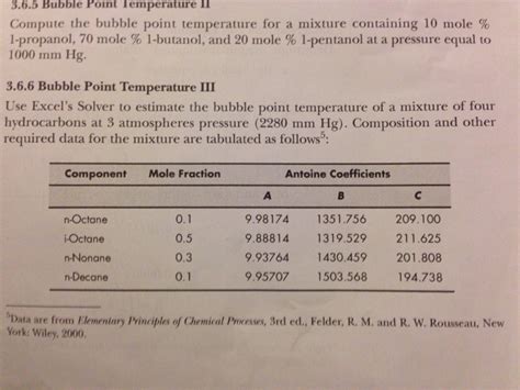 Compute The Bubble Point Temperature For A Mixture