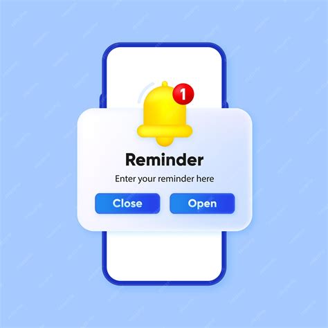 premium vector reminder in 3d design notifications page business
