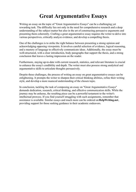 Great Argumentative Essays Pdf