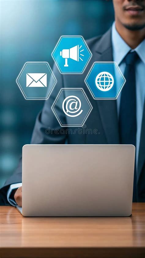 Business Professional Using Futuristic Digital Interface Tech Savvy Marketer Interacting With