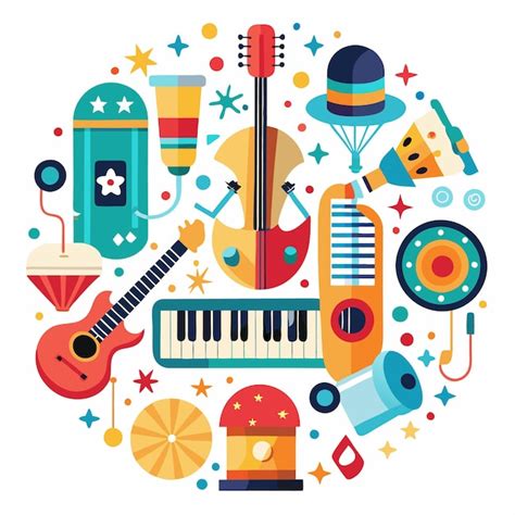 Colorful Musical Instruments In A Circular Design Premium Ai Generated Vector
