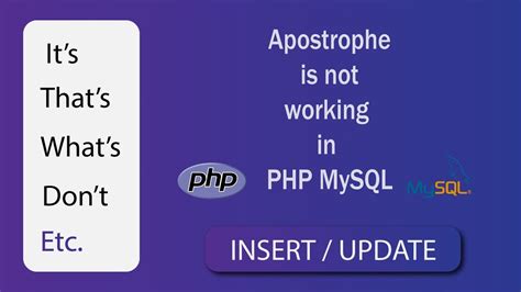 How To Insert Apostrophe In Mysql Using Php Signs Not Working