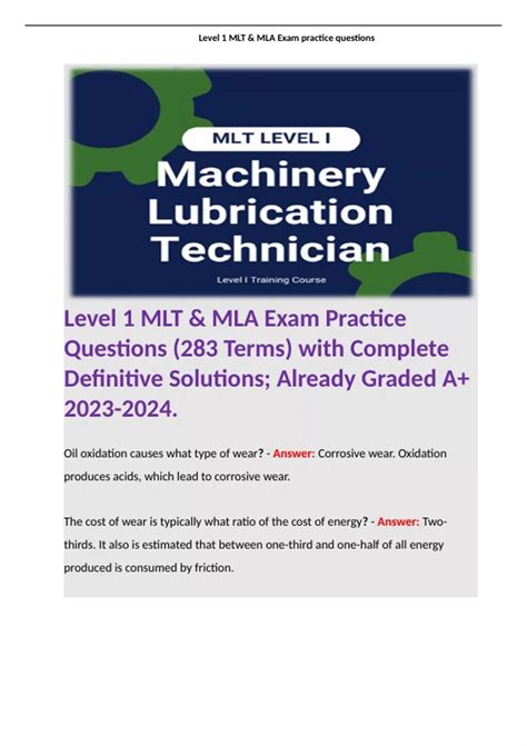 Level 1 Mlt And Mla Exam Practice Questions 283 Terms With Complete
