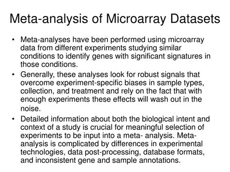 Ppt Annotation Based Meta Analysis Of Microarray Experiments