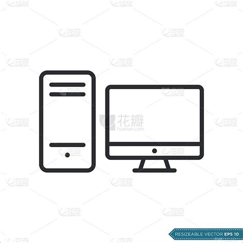 Pc电脑桌面图标矢量模板素材 花瓣网