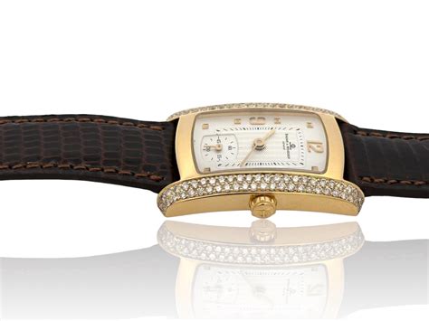 18kt Gold Baume And Mercier Hampton Milleis With Diamonds Wrist Watch