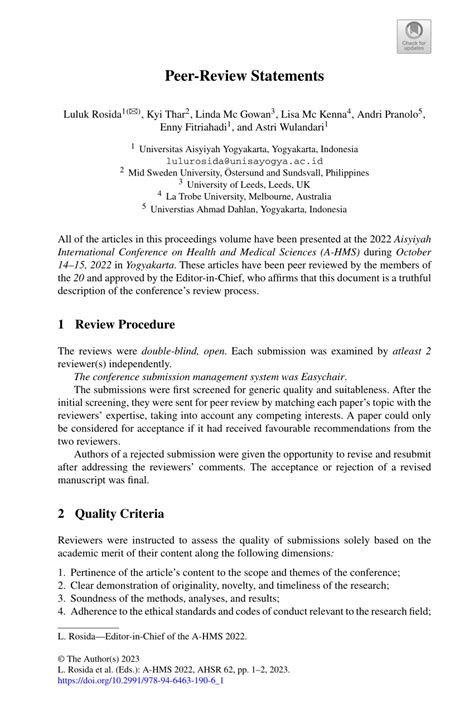 Pdf Peer Review Statements
