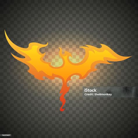 파이어 버드 피닉스 투명 한 배경에 격리 된 현실적인 화재 불꽃 디자인과 장식을위한 스파크와 특수 굽기 빛 효과 가연성에 대한 스톡 벡터 아트 및 기타 이미지 Istock