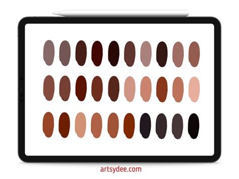 Procreate Brown Color Palette Warm Chestnut Hair Color Swatches Chestnut Hair Color Digital