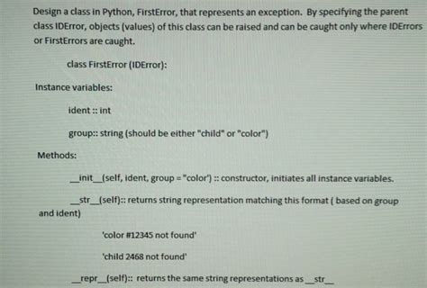 Solved Design A Class In Python Firsterror That Represents