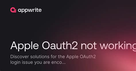 Apple Oauth2 Not Working Threads Appwrite